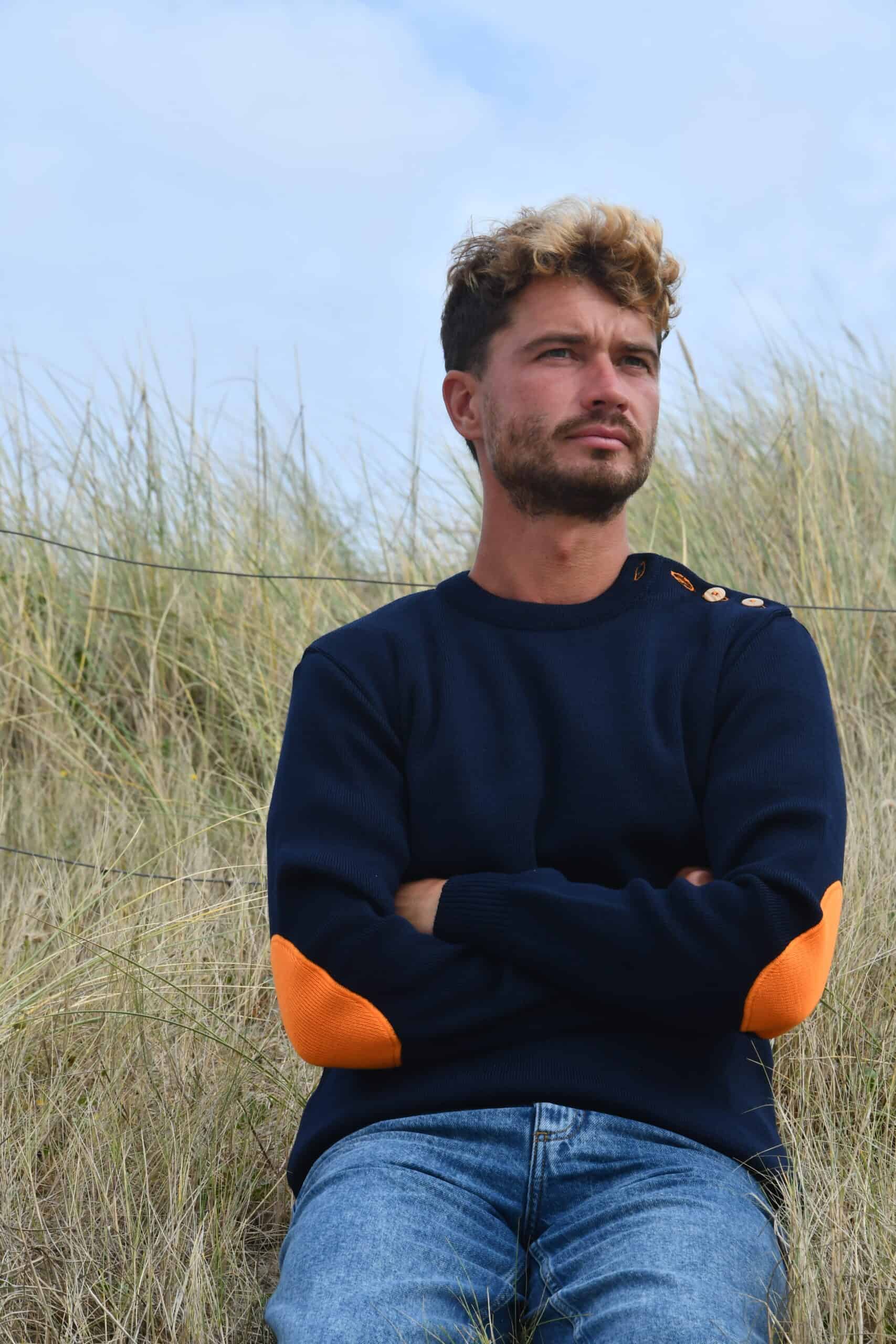 Pull marin homme bleu marine – PERTH – Fabriqué en France – Coudes ...